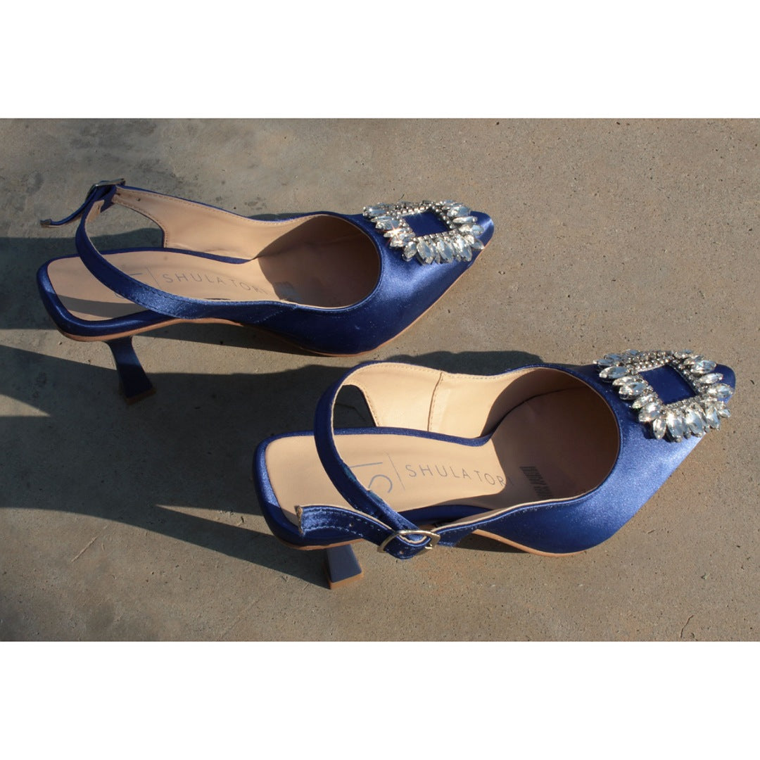 ZAPATILLA AZUL REY DESTALONADA DE TACÓN DE AGUJA CON HERRAJE (MOD 5001 ...